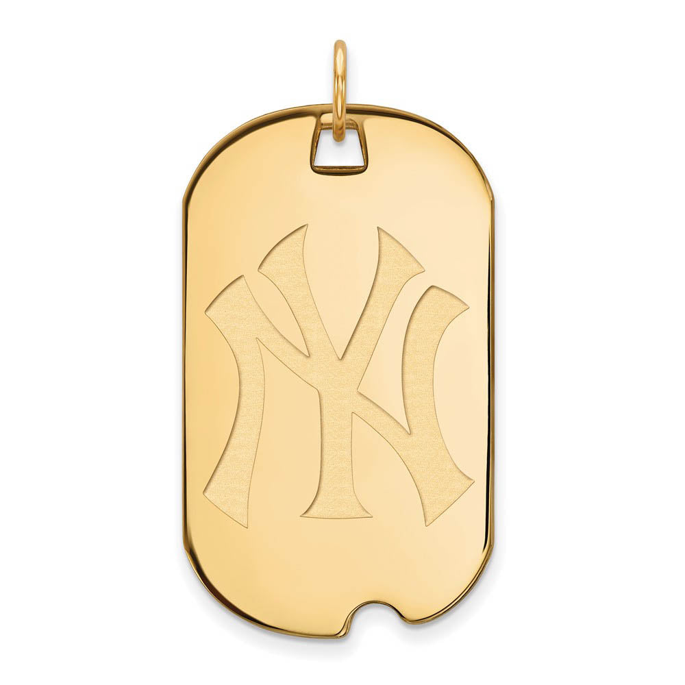14K Gold Plated Silver MLB New York Yankees Large Dog Tag Pendant ...