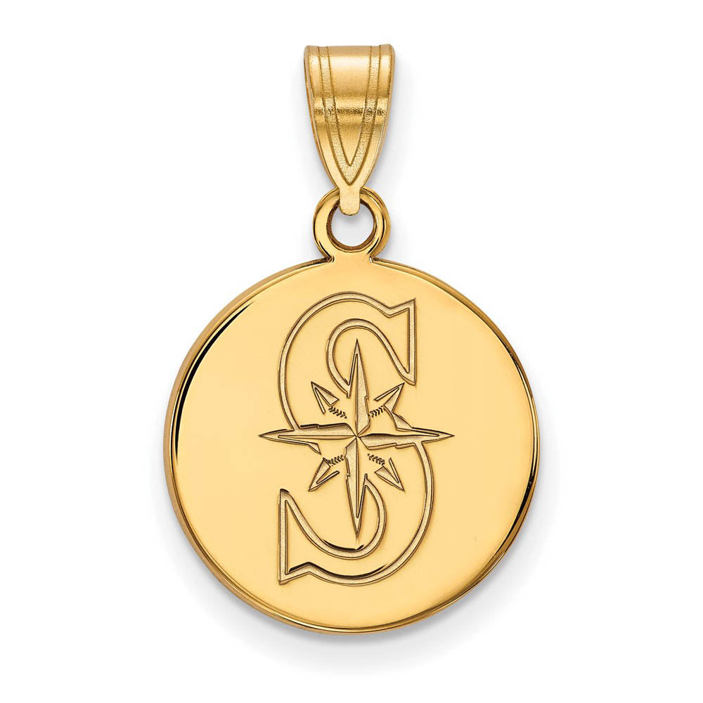 10K Yellow Gold MLB Seattle Mariners Medium Letter S Disc Pendant ...