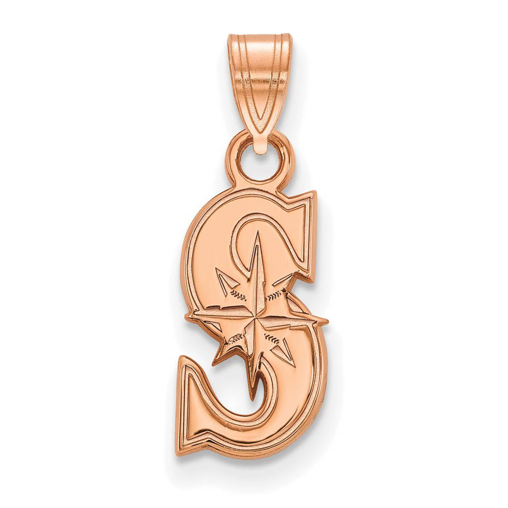14K Rose Gold MLB Seattle Mariners Small Letter S Pendant - Black Bow ...