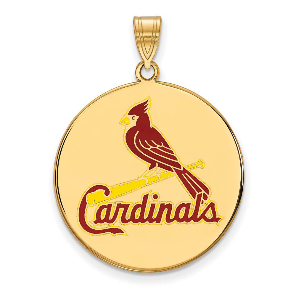 14K Gold Plated Silver MLB St. Louis Cardinals XL Enamel Disc Pendant ...