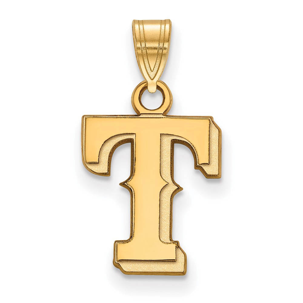 14K Gold Plated Silver MLB Texas Rangers Small Letter T Pendant - Black ...