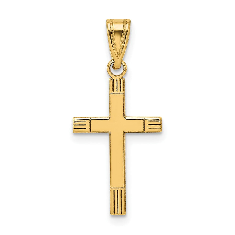 14k Yellow Gold, Stamped, Latin Cross Pendant - Black Bow Jewelry Company