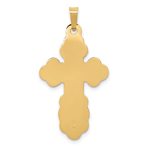 14k Yellow Gold Eastern Orthodox Cross Pendant, 18 x 34mm - Black Bow ...