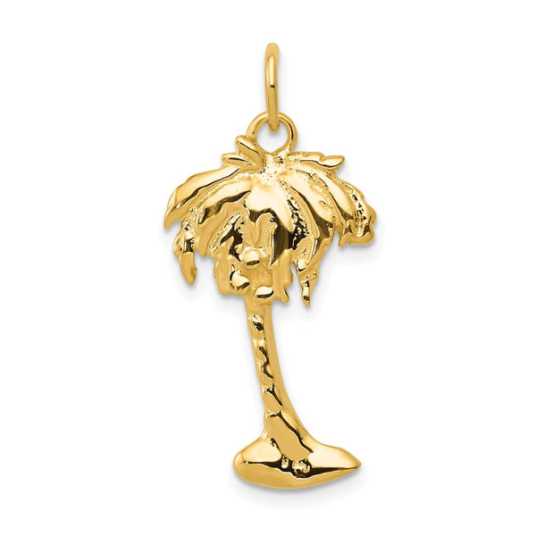 14k Yellow Gold Coconut Palm Tree Charm - Black Bow Jewelry Company