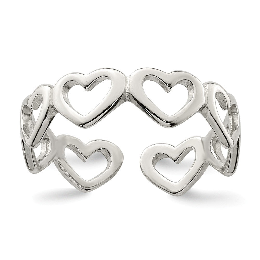 Cut-out Hearts Toe Ring in Sterling Silver - Black Bow Jewelry Company