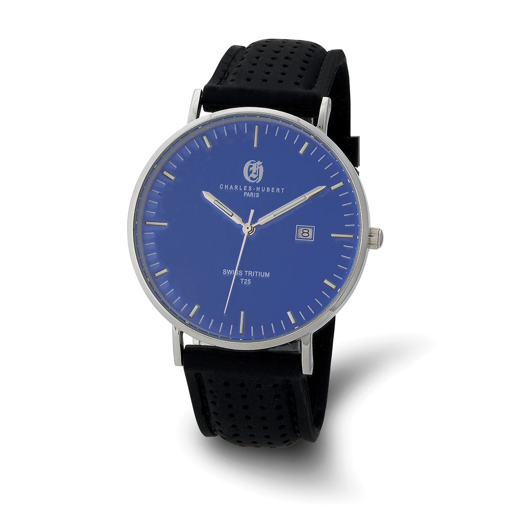 Charles Hubert Stainless Steel w/2 Bands Tritium Blue Dial Watch ...